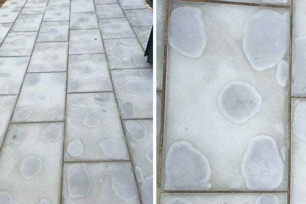 What is dot and dab staining on your patio slabs?